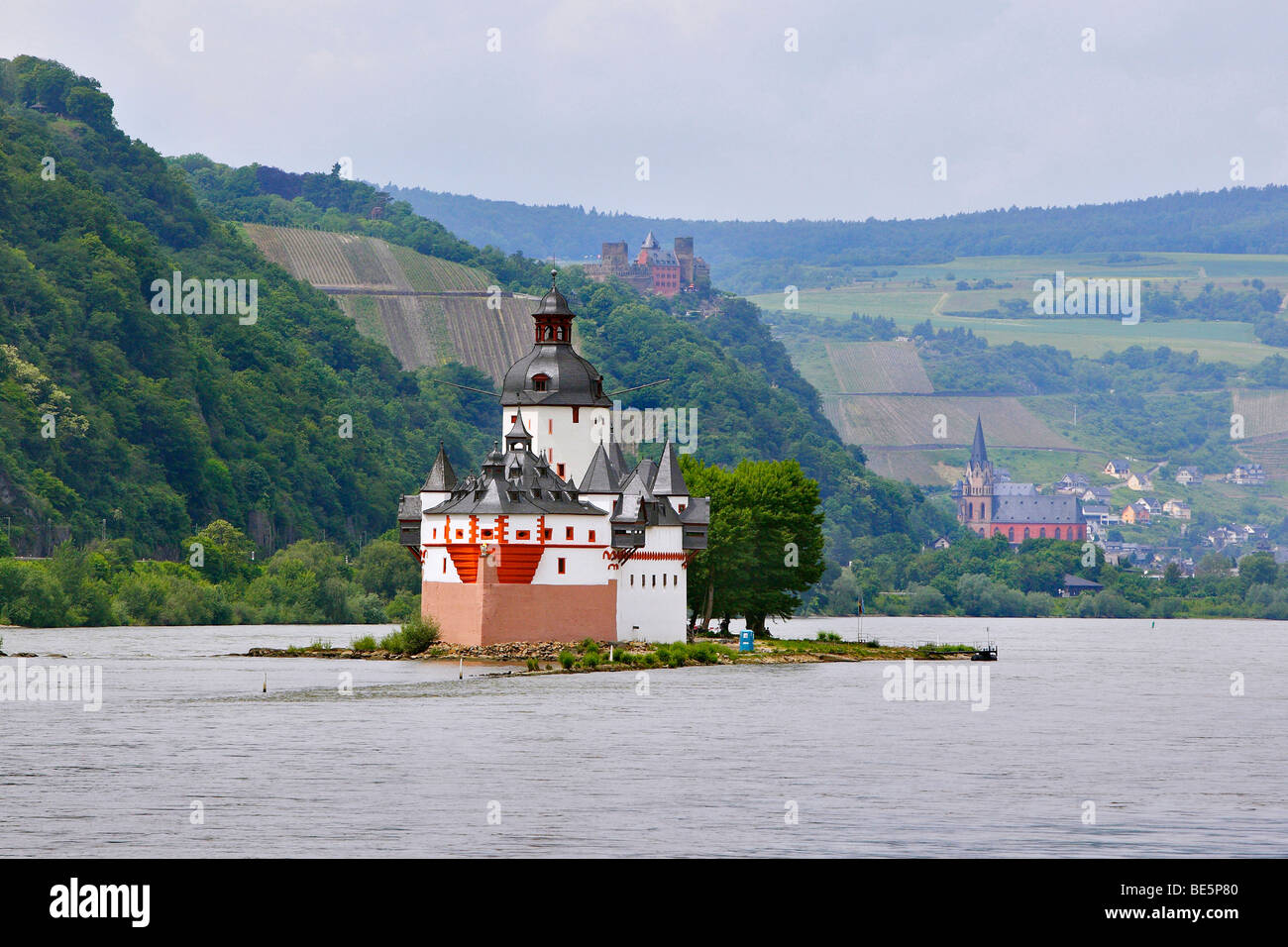 Pfalzgrafenstein Castle near Kaub, on Rhine River, in front of ...