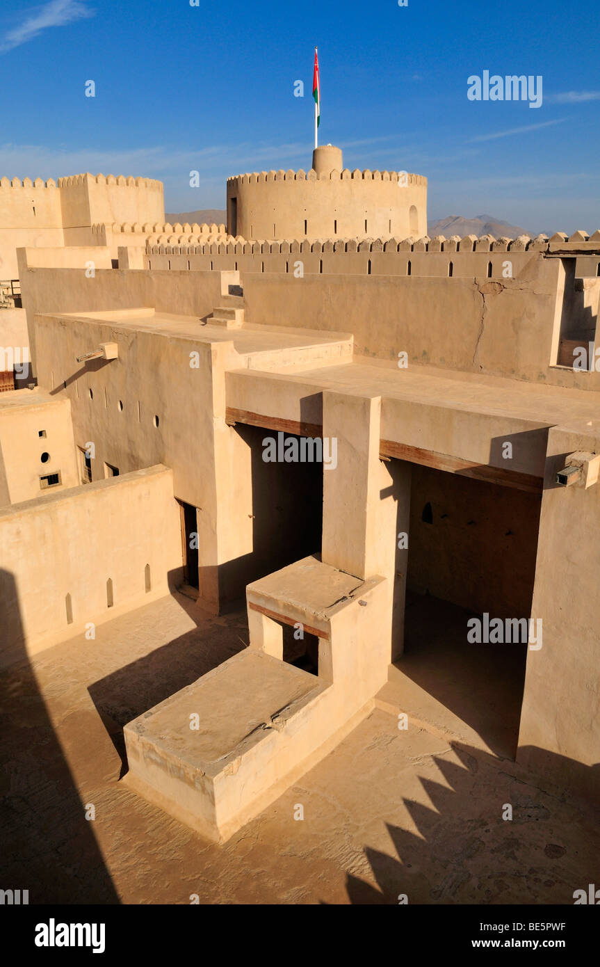 Historic adobe fortification Rustaq Fort or Castle, Hajar al Gharbi ...