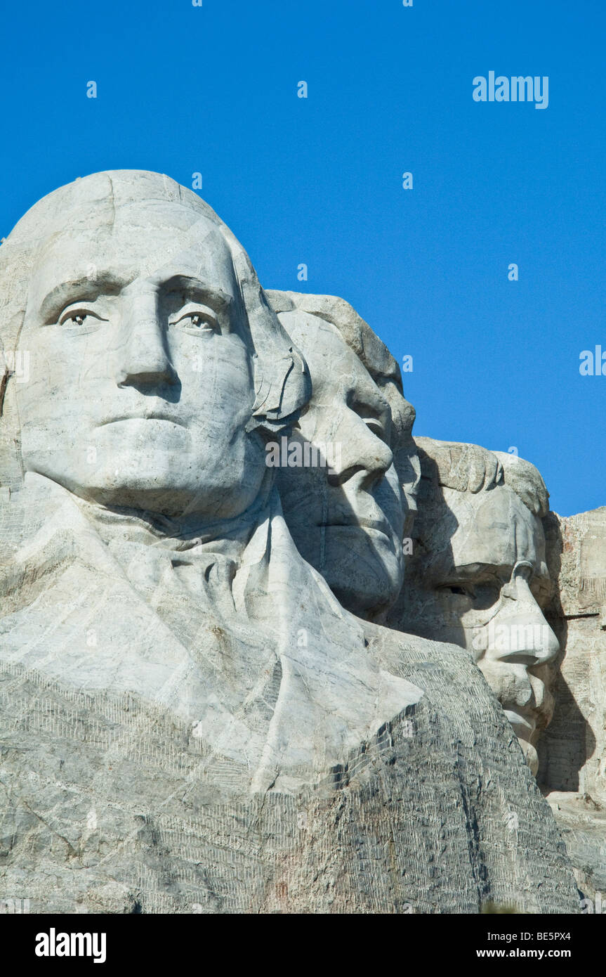 Detail view of George Washington, Thomas Jeffersonand Theodore ...