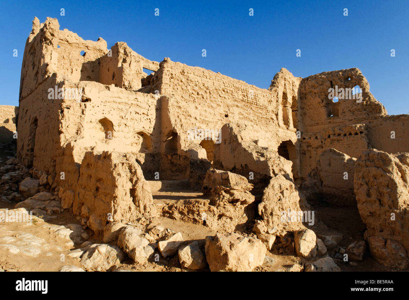 Ruins of the historic adobe city of Al Sulaif near Ibri, Hajar al ...