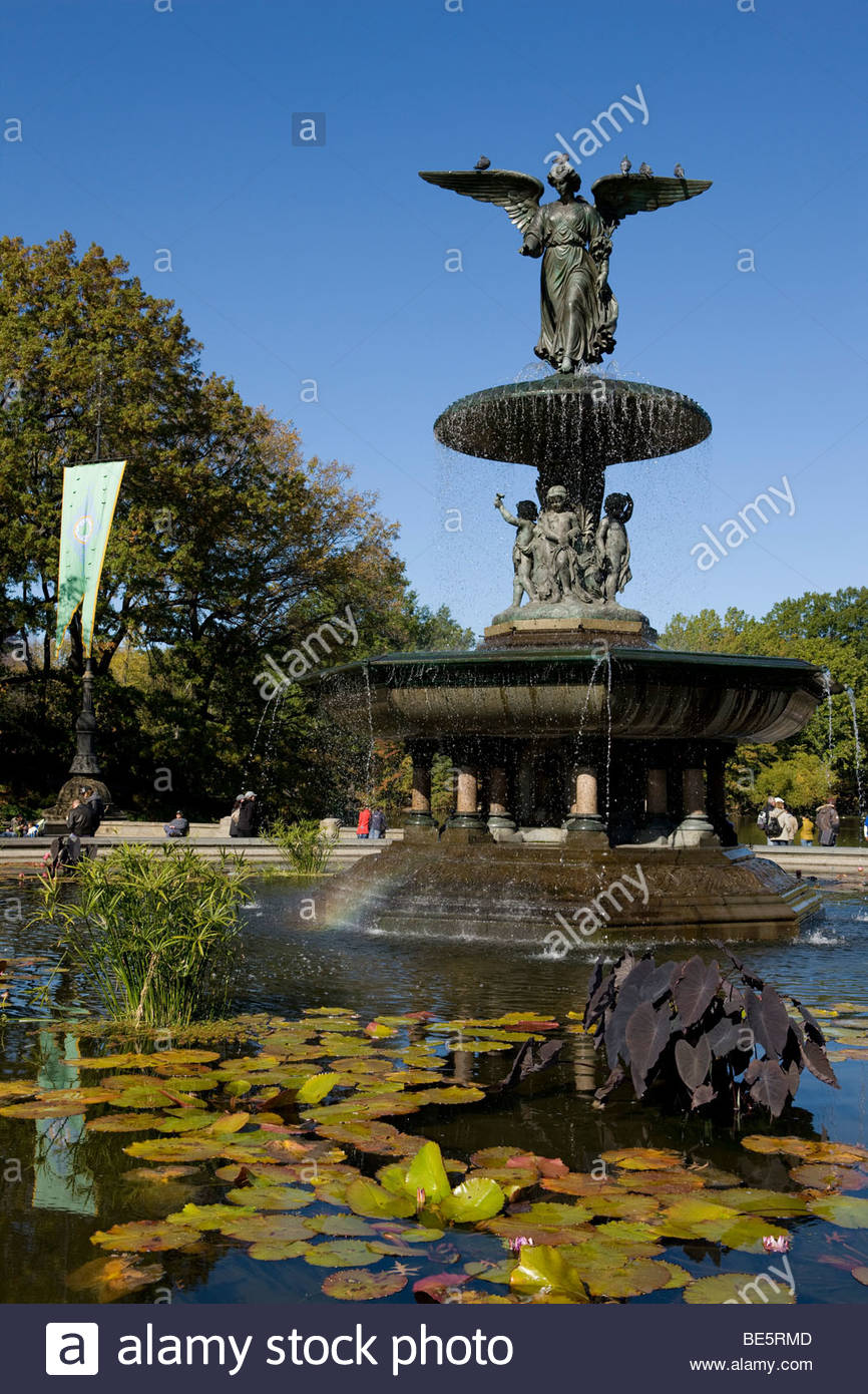 Angel Fountain Central Park Stock Photos & Angel Fountain Central Park ...