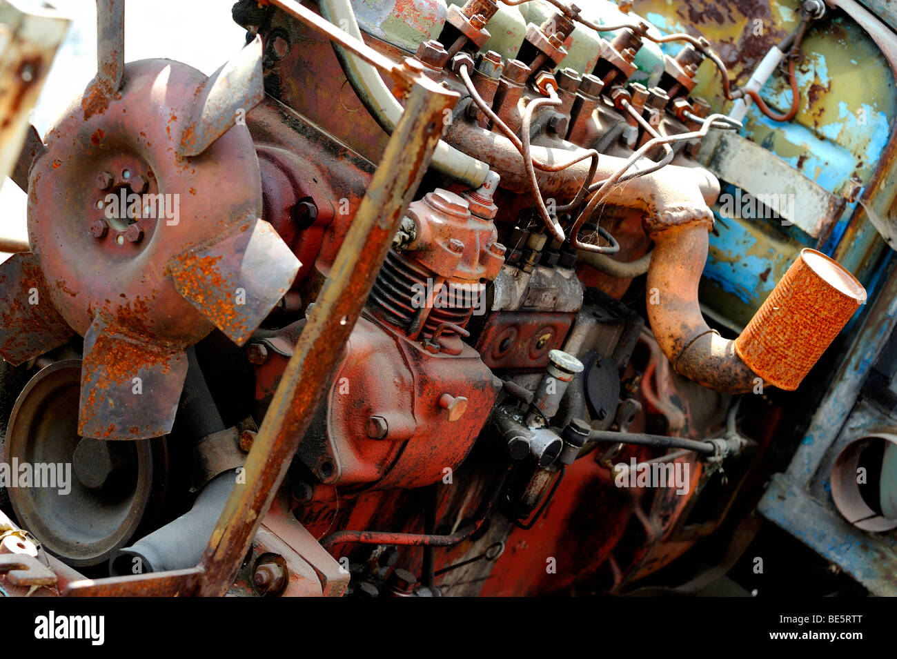 Vintage tractor engine close up Stock Photo - Alamy