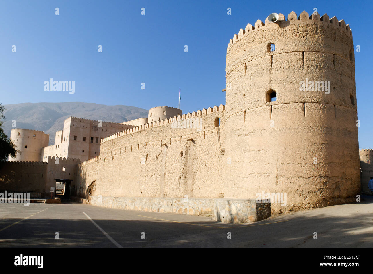 Historic adobe fortification Rustaq Fort or Castle, Hajar al Gharbi ...