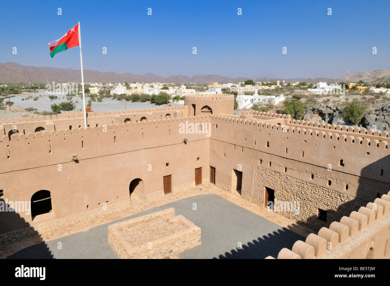 Historic adobe fortification Al Awabi Fort or Castle, Hajar al Gharbi ...
