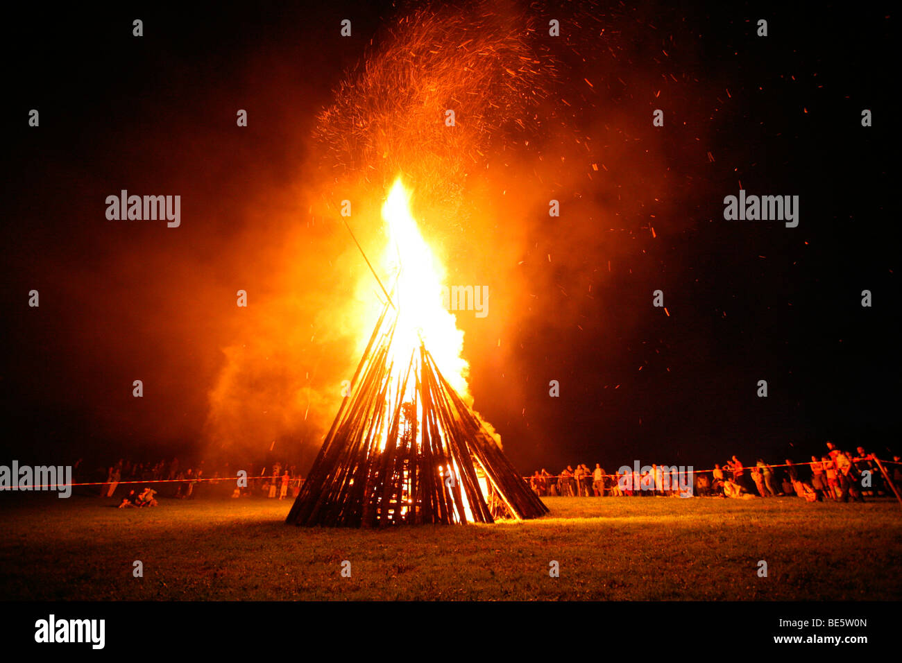 Bonfire for the celebration of midsummer night in Peretshofen ...