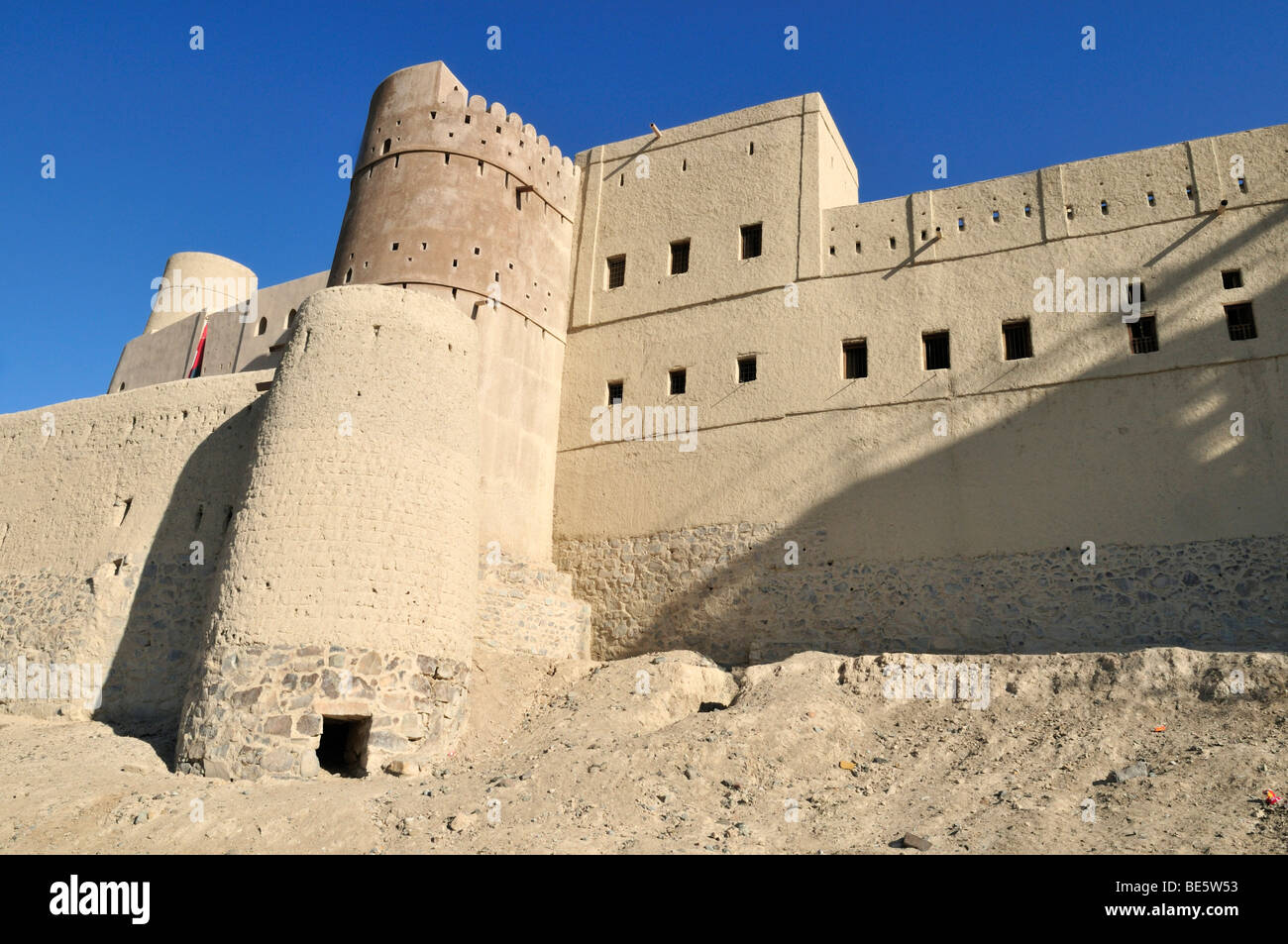 Historic adobe fortification, Bahla fort or castle, UNESCO World ...