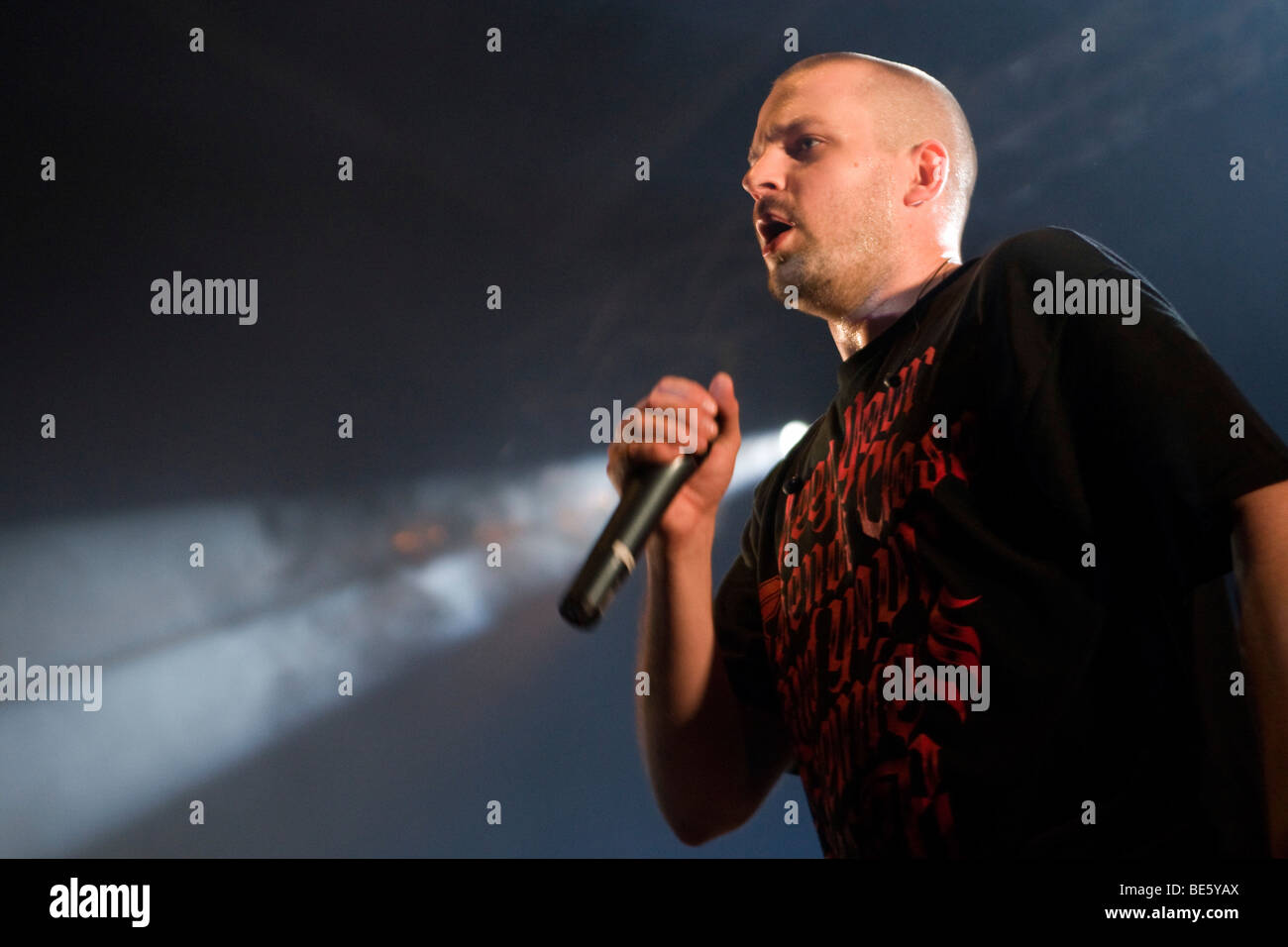 Stress, Swiss rapper, with band, live at the soundcheck, Open Air ...
