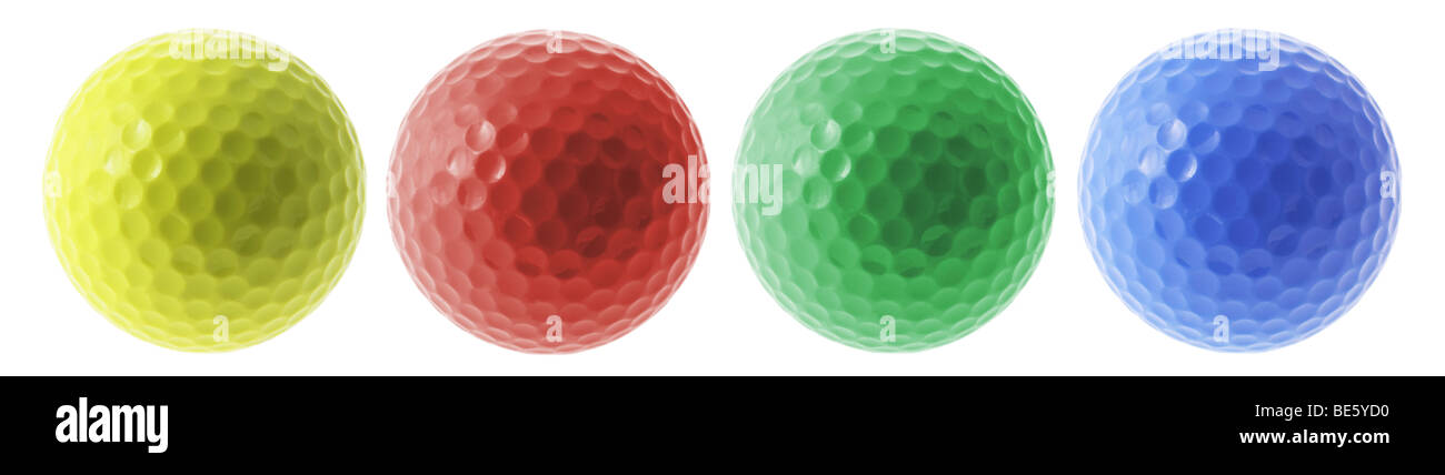 Row of Coloured Golf Balls Stock Photo - Alamy
