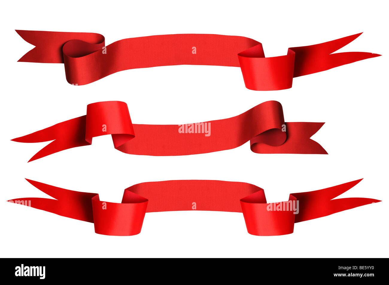 Red ribbon set of 3 - PHOTOGRAPH Stock Photo - Alamy