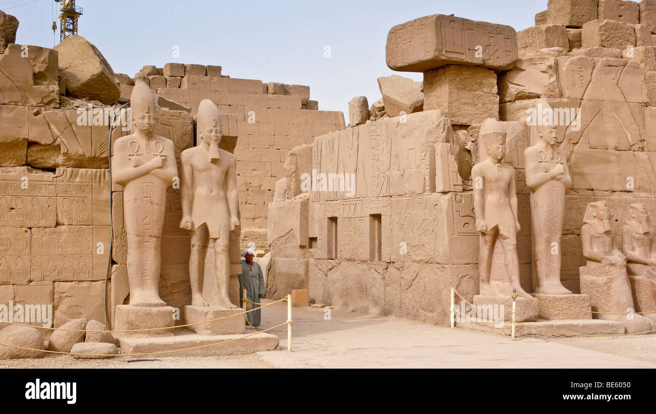 Statues of kings at Karnak Temple, Luxor, Egypt, Africa Stock Photo - Alamy