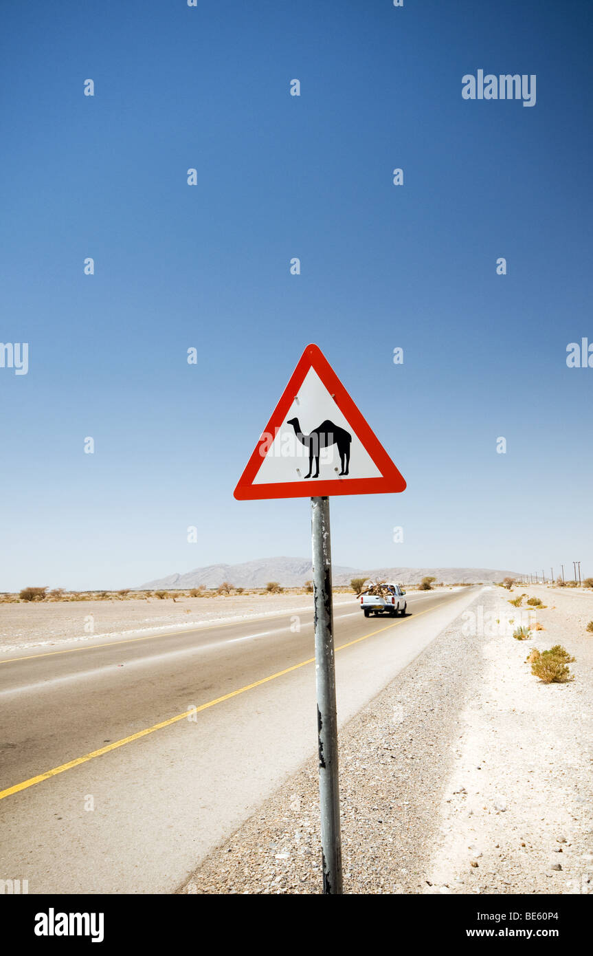 Camel warning sign, Oman Stock Photo - Alamy