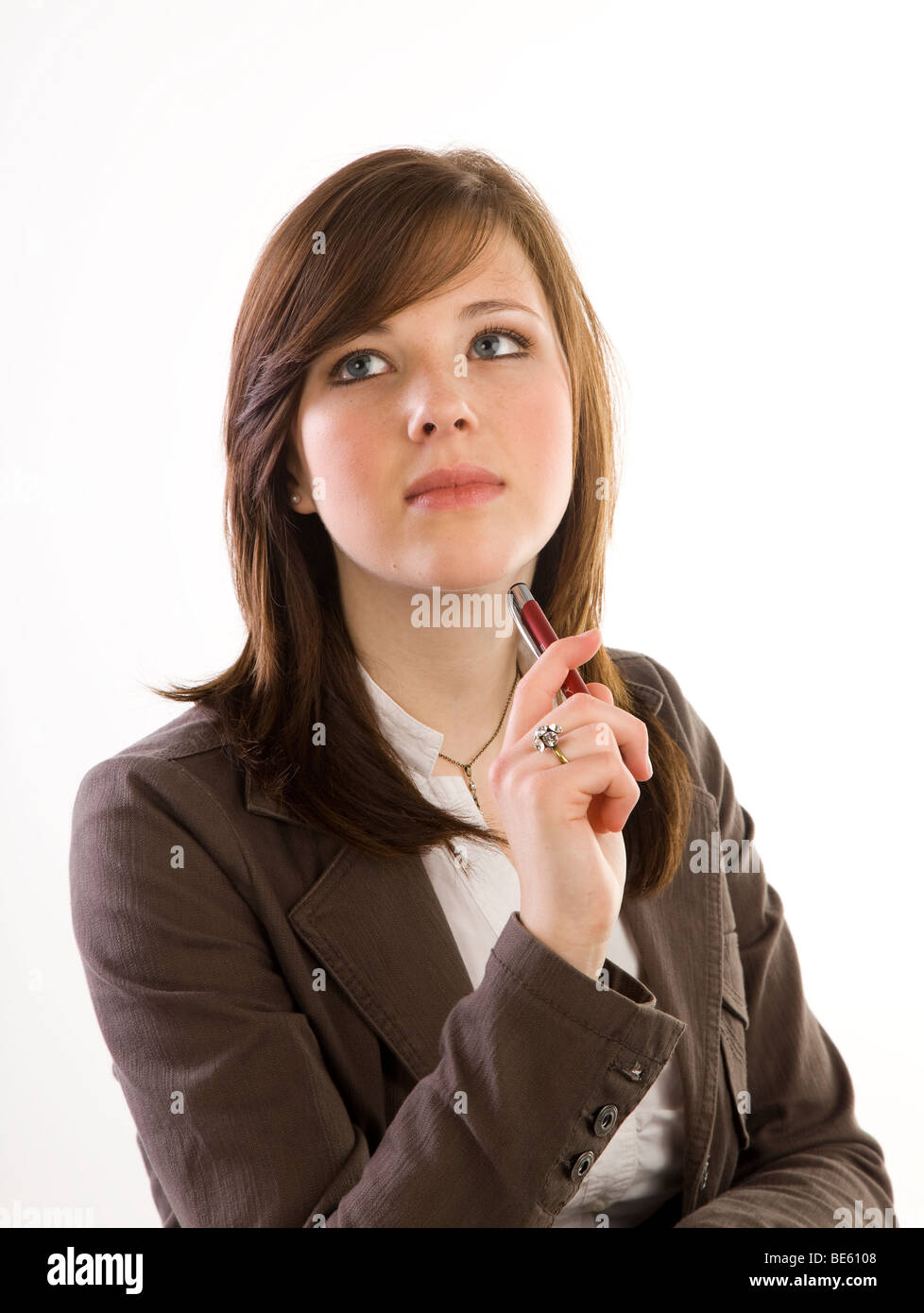 Young woman, pensive Stock Photo - Alamy