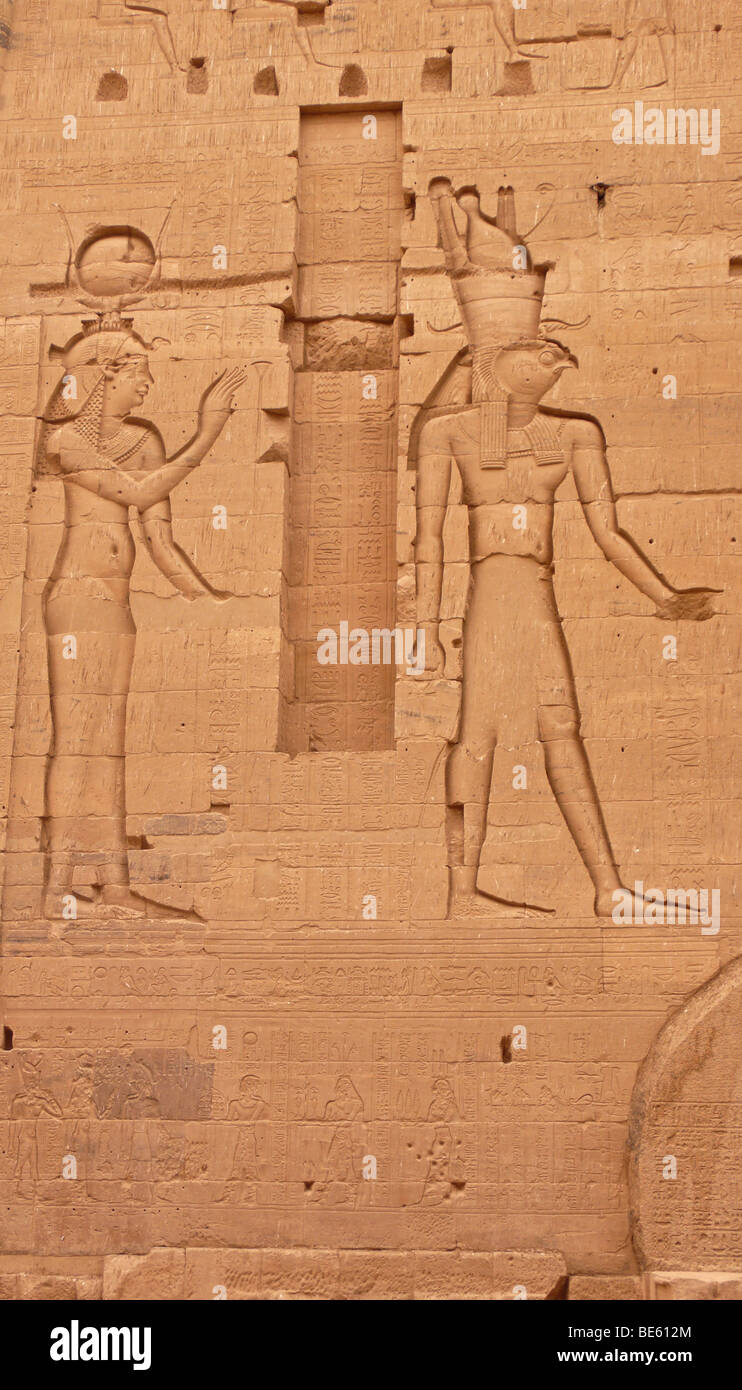 Reliefs, rock inscriptions, temple Aswan, Egypt, Africa Stock Photo - Alamy