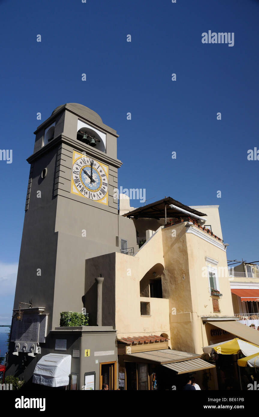 The Clocktower and Piazzetta in Capri Town on the island of Capri in ...