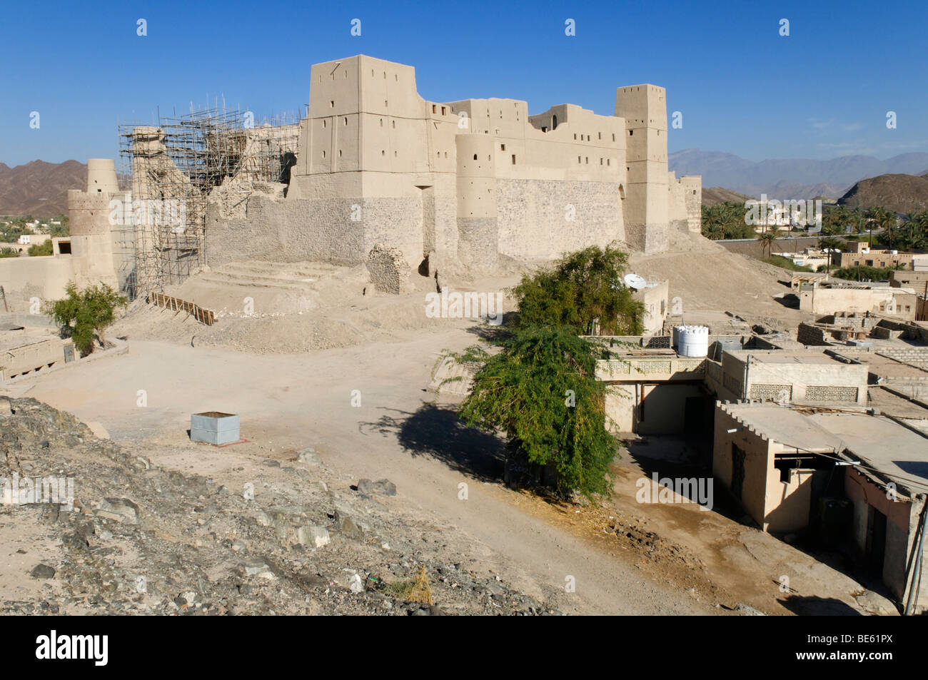 Historic adobe fortification, Bahla fort or castle, UNESCO World ...