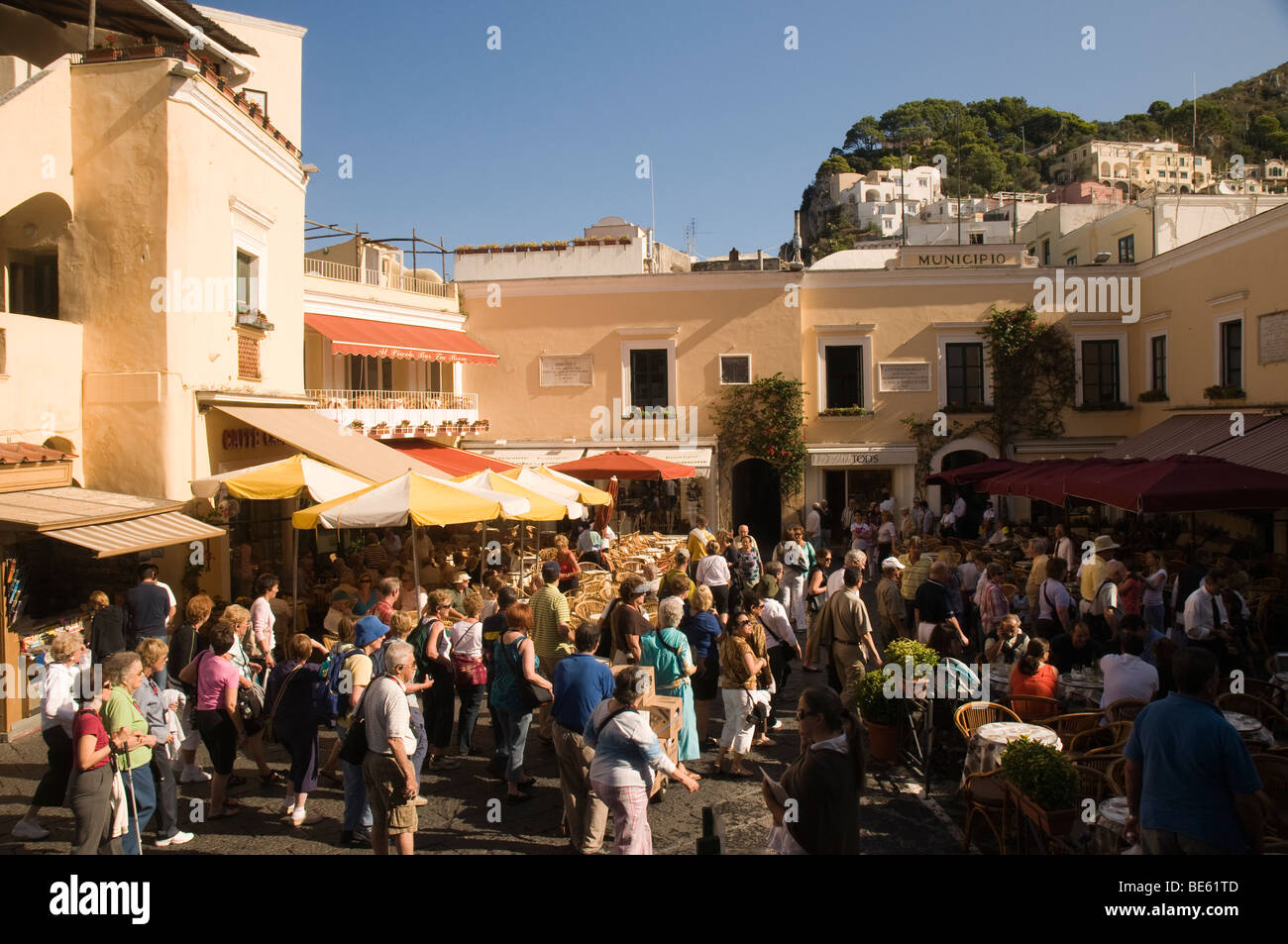 The Clocktower and Piazzetta in Capri Town on the island of Capri in ...