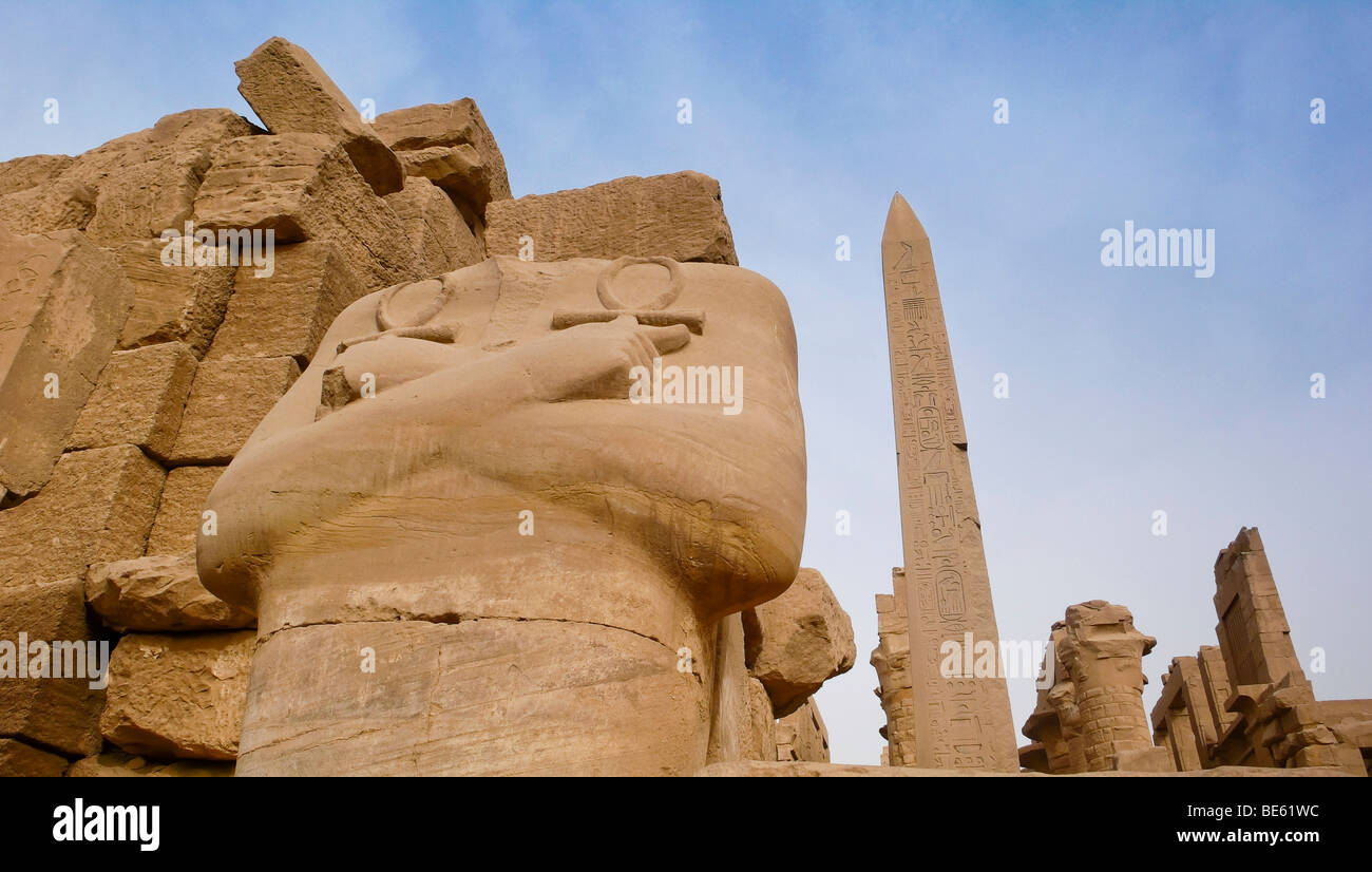 Statue of Ramses and ankh, Egyptian cross, obelisk of pharaoh ...