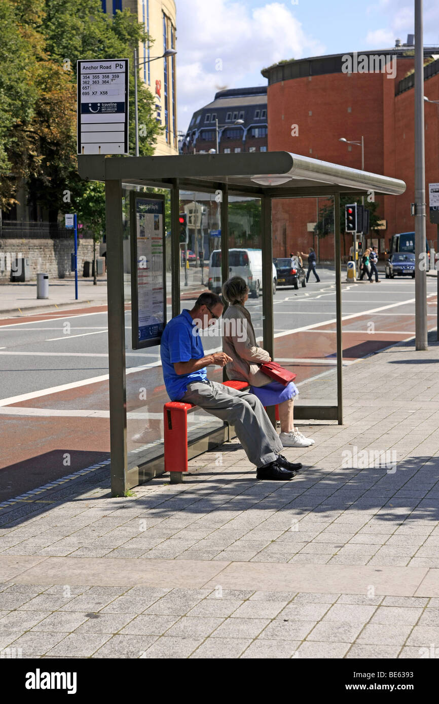 Man Waiting Bus Stop Sign High Resolution Stock Photography and Images ...