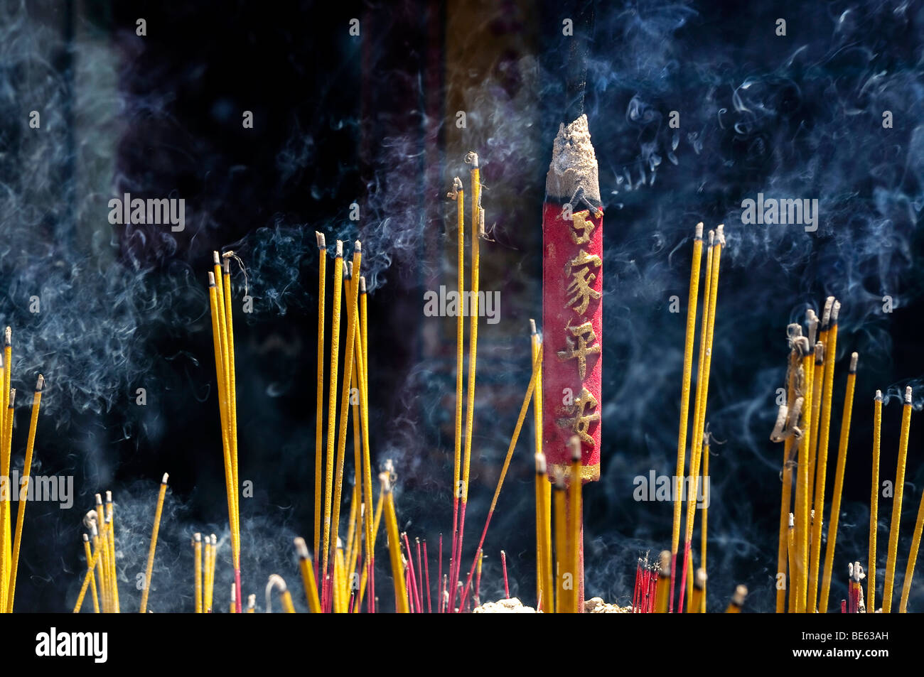 Smoking incense in the temple Chua Thien Hau Pagoda, Ho Chi Minh City ...