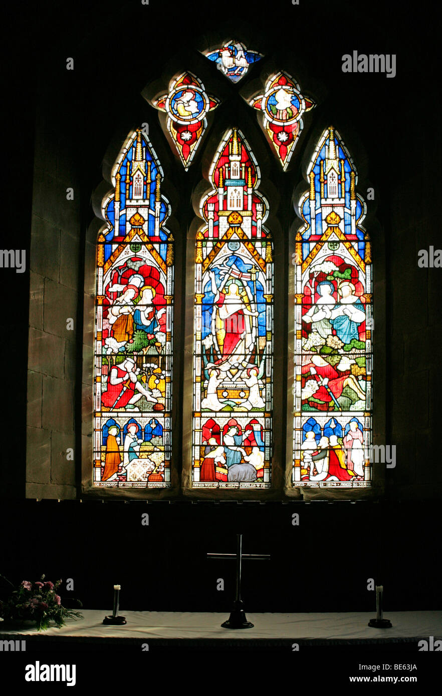 Stained Glass Window ; The Resurrection of Christ, and Jesus performing ...