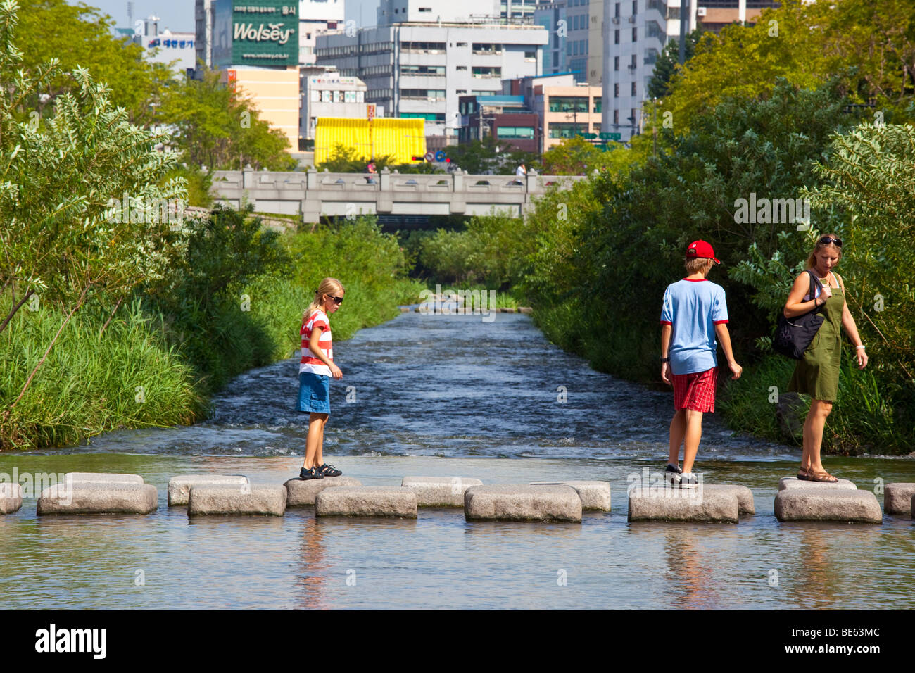 Crossing cheonggyecheon cheonggye stream hi-res stock photography and ...