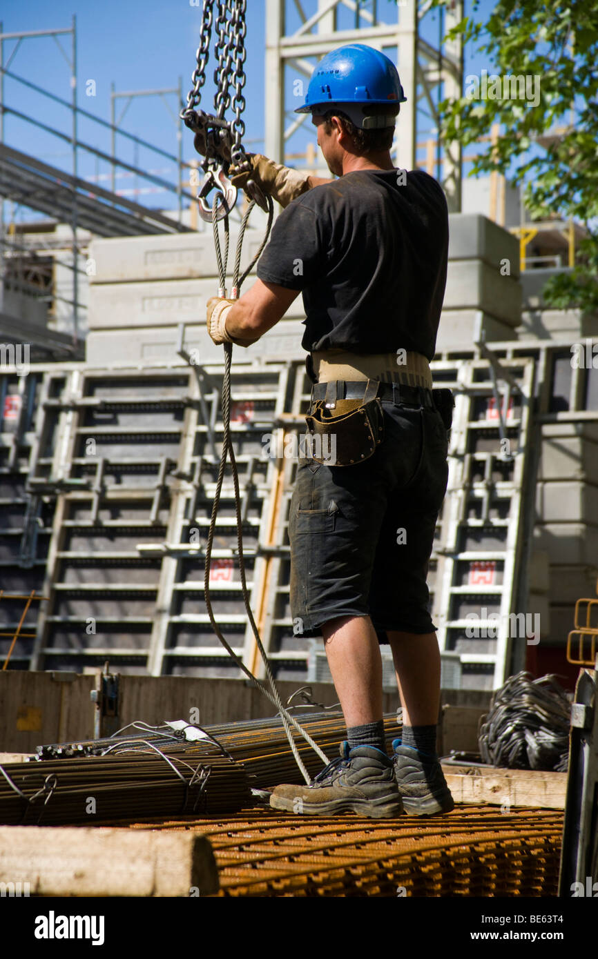 Construction worker on a construction site in Berlin, Germany, Europe ...