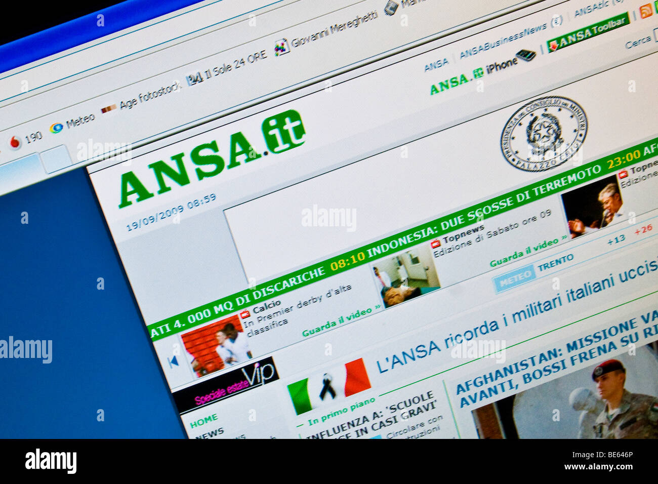 Web page, ansa, Italy Stock Photo - Alamy