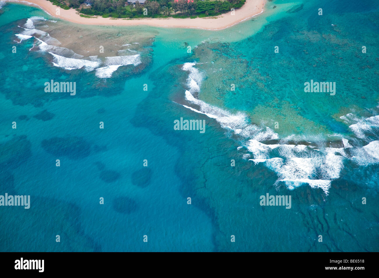 Tunnels Beach from the air. Kauai, Hawaii Stock Photo - Alamy