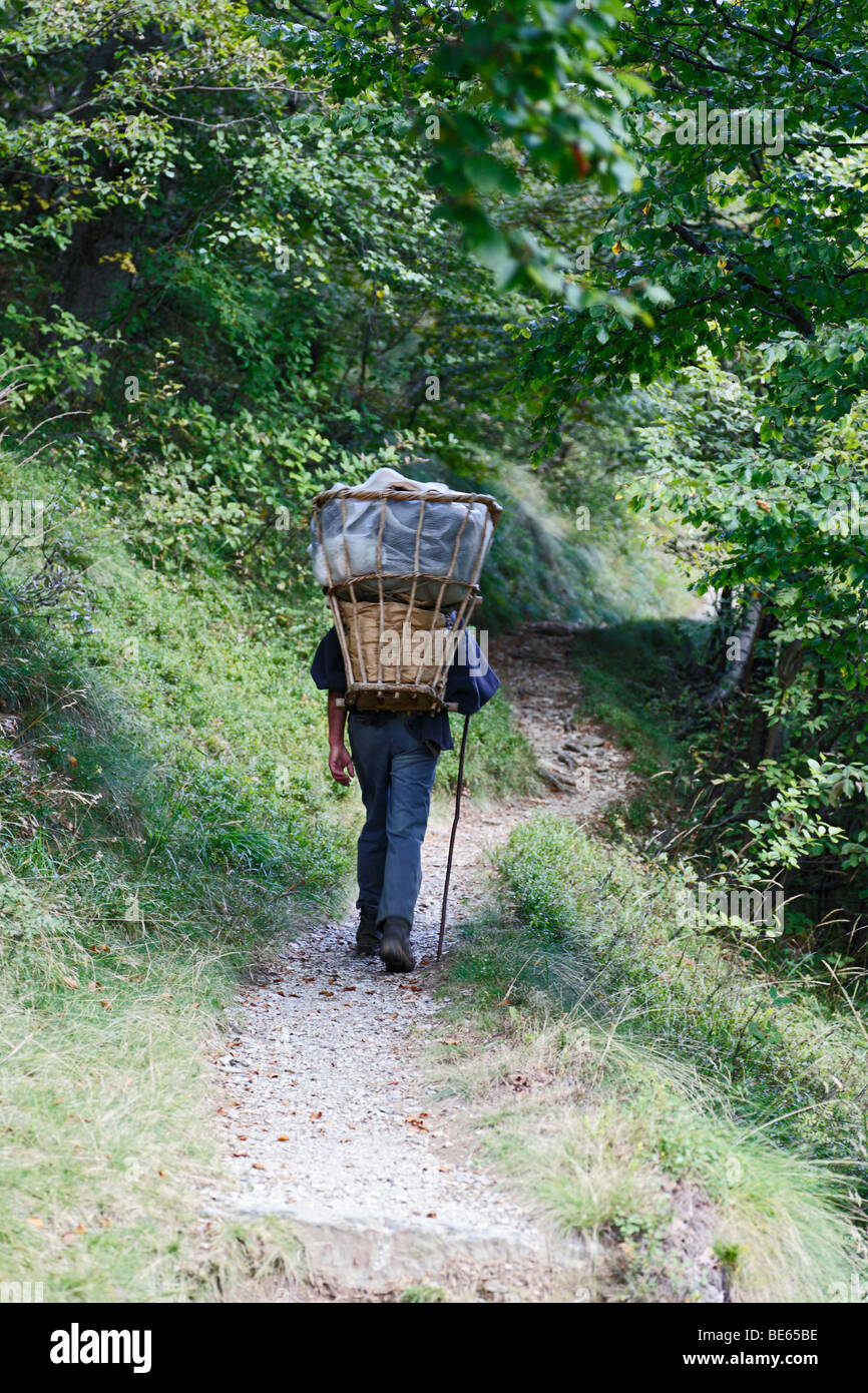 Mountain farmer, carrying a load with a pannier, carrying basket, Krax ...