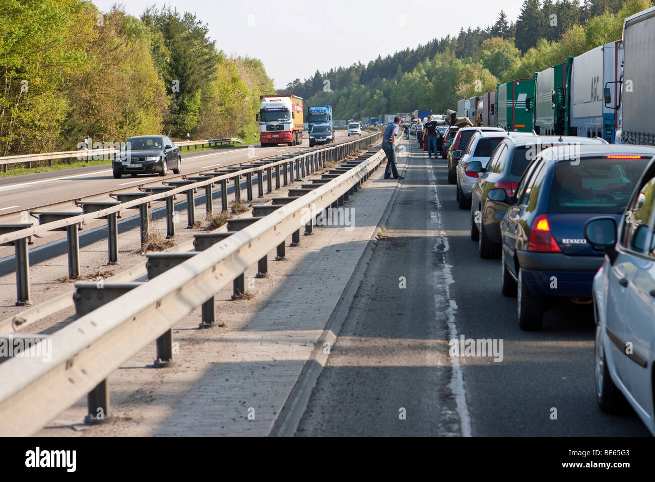 Traffic jam on a highway Stock Photo - Alamy