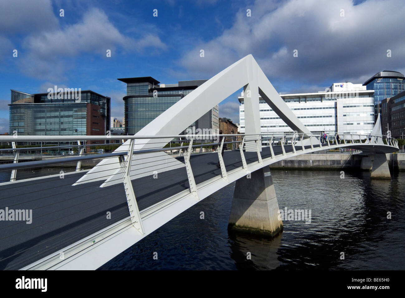 The new pedestrian bridge across the River Clyde in Glasgow Scotland ...