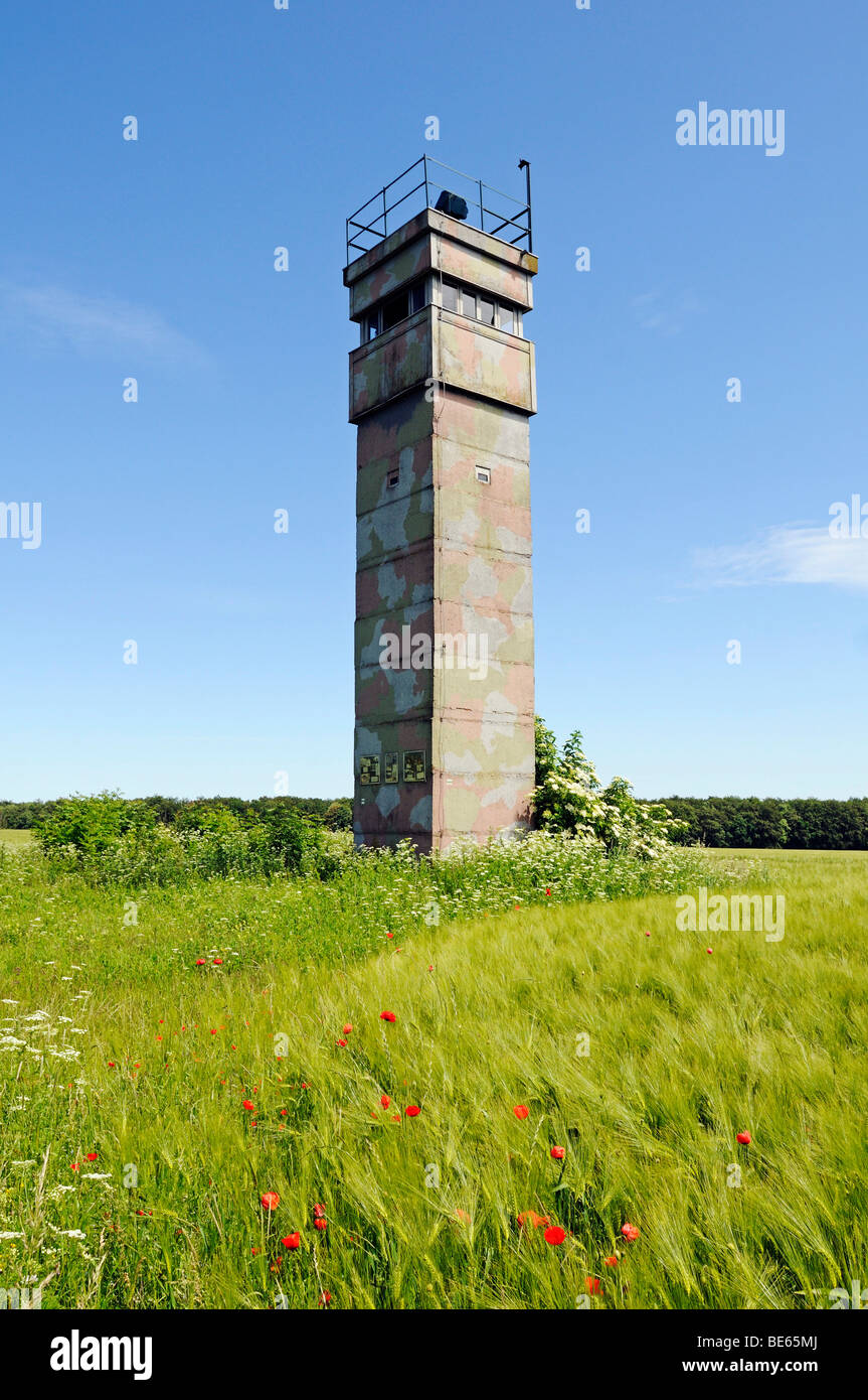 Observation tower of the GDR at the former inner-German border ...