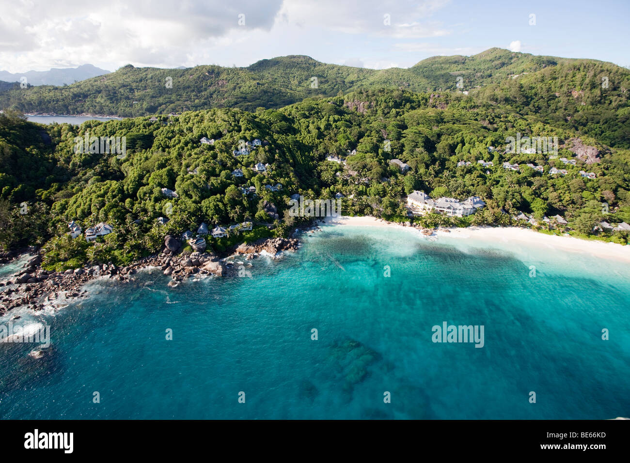 The Banyan Tree Hotel on the beach Anse Intendance, Mahe Island ...