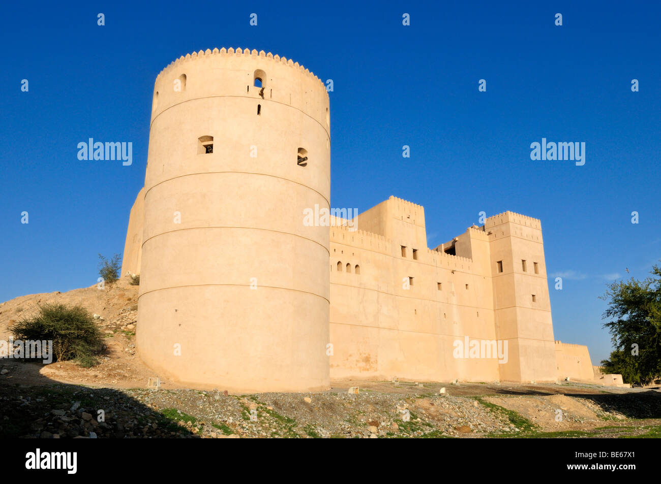 Historic adobe fortification Rustaq Fort or Castle, Hajar al Gharbi ...