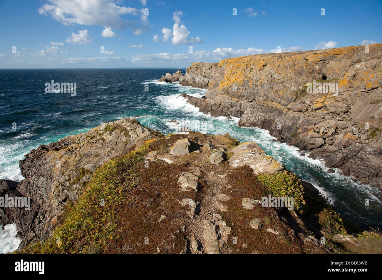groix island coastline landscape, pen men point, brittany, france Stock ...