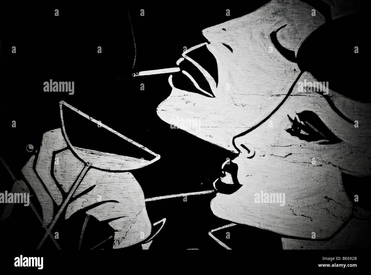 photo of film noir style artwork black and white Stock Photo - Alamy