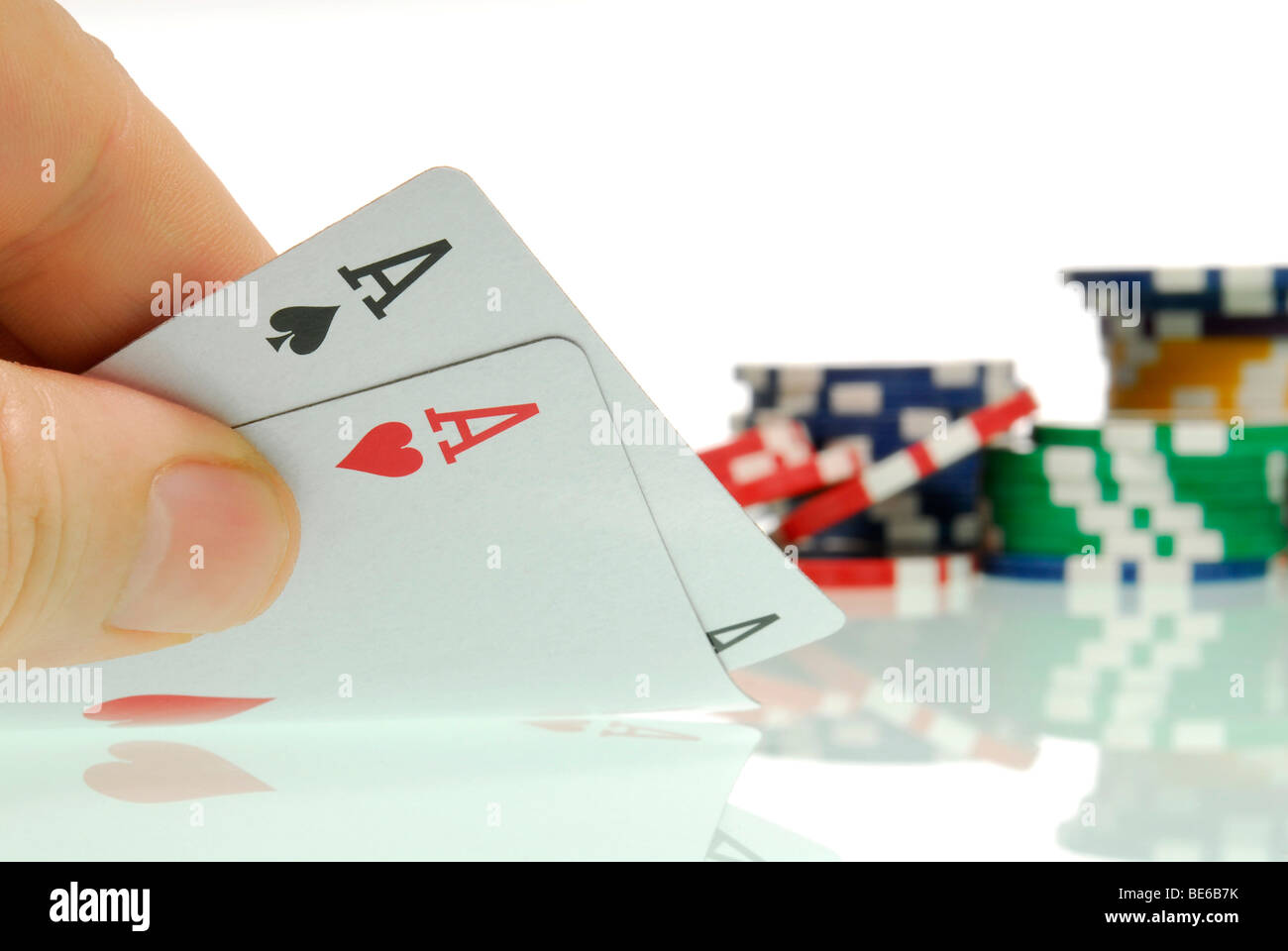 Nice hand at a poker game with high stakes, symbolic image for being ...
