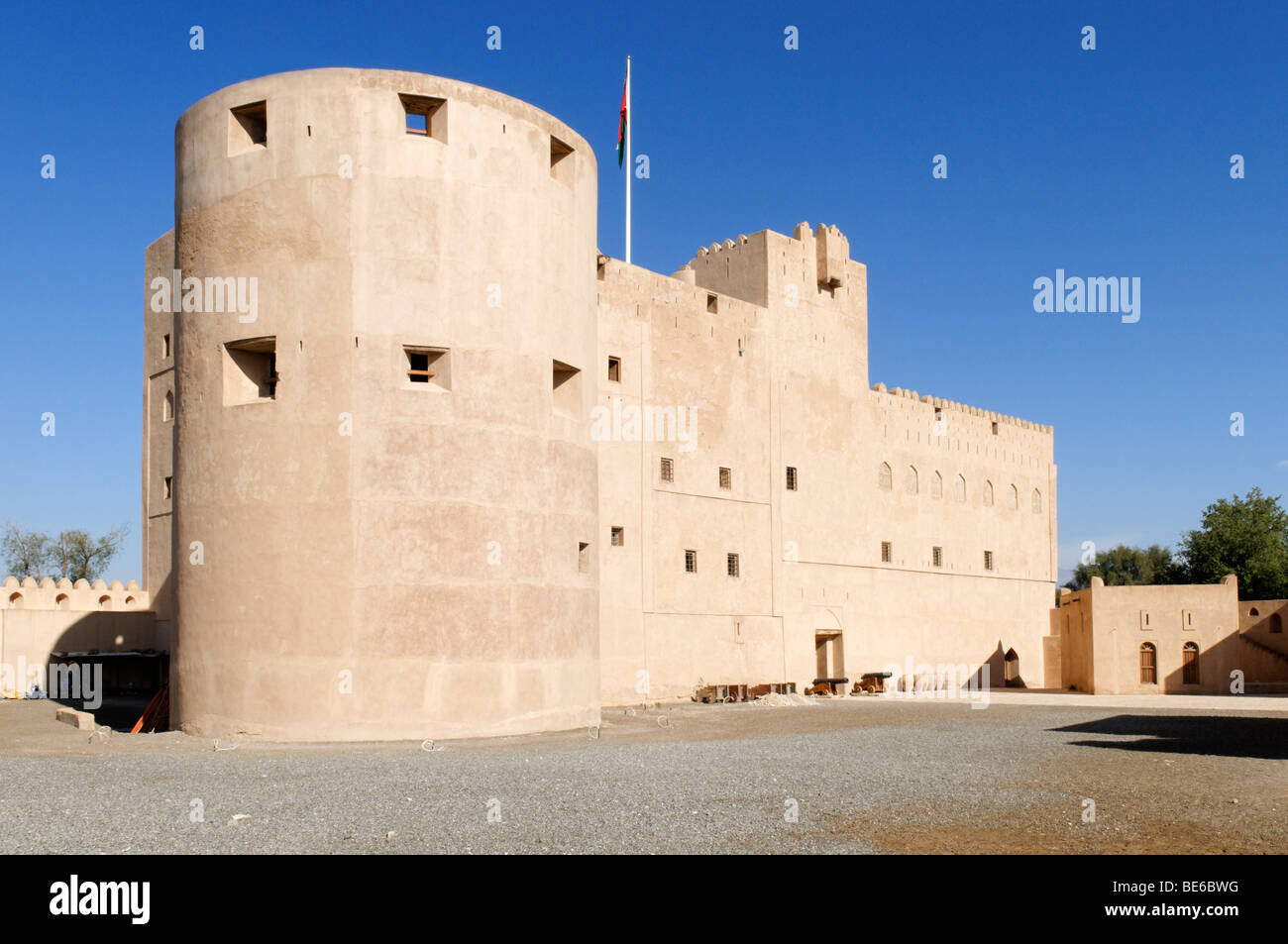 Historic adobe fortification Jabrin fort or castle, Hajar al Gharbi ...