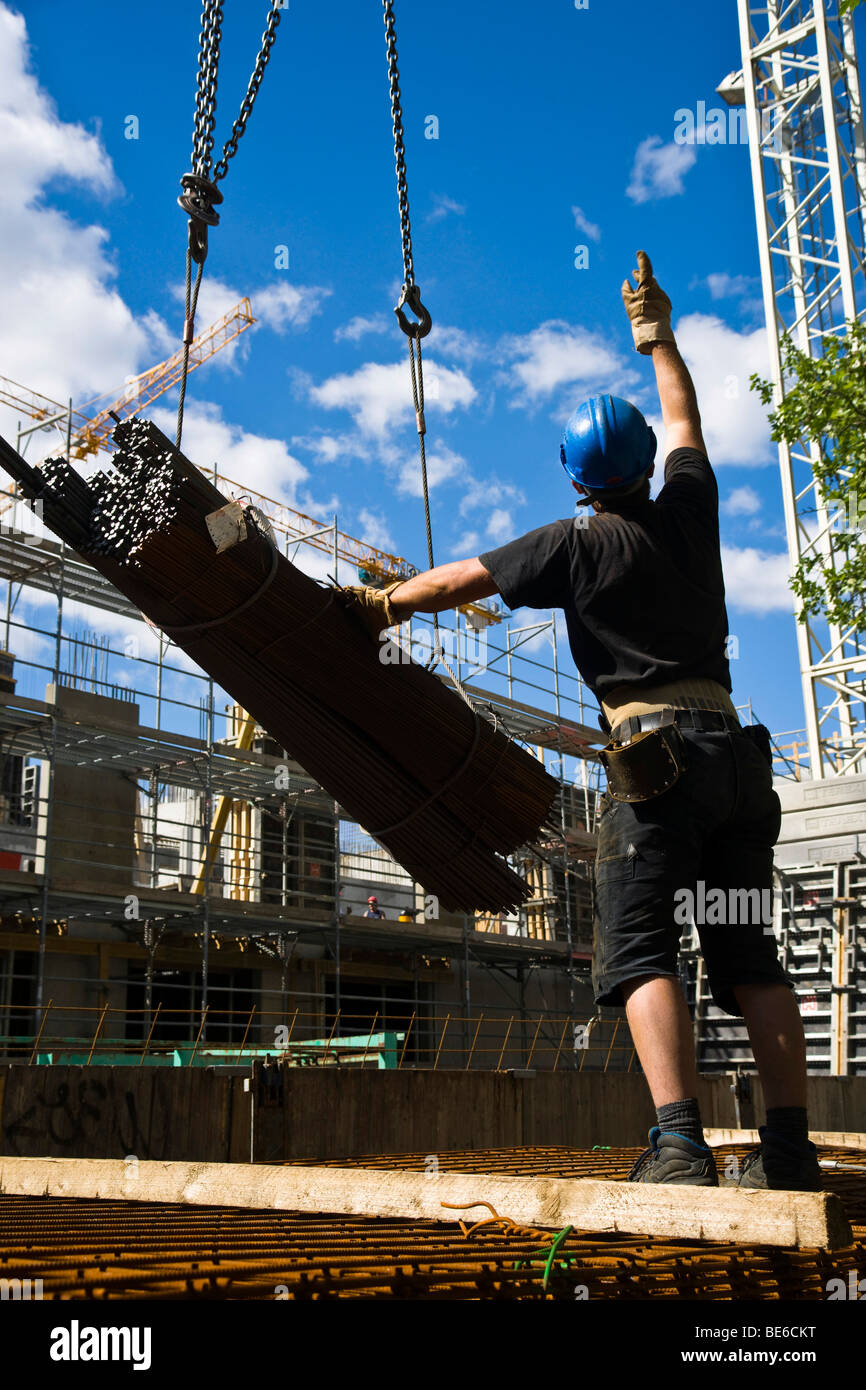 Construction worker on a construction site in Berlin, Germany, Europe ...