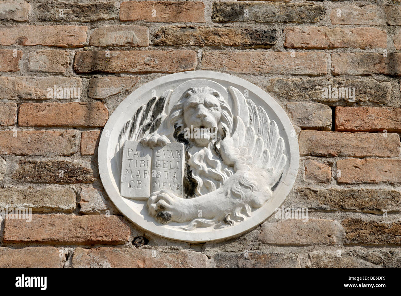 Marcus Lion, symbol of the city at a house facade, Venice, Venezia ...