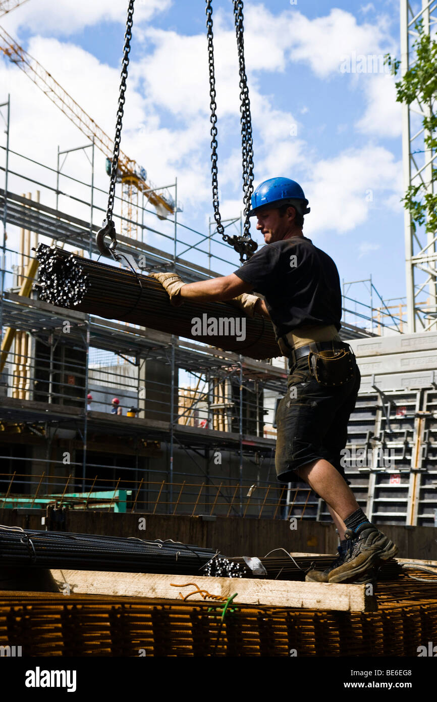Construction worker on a construction site in Berlin, Germany, Europe ...