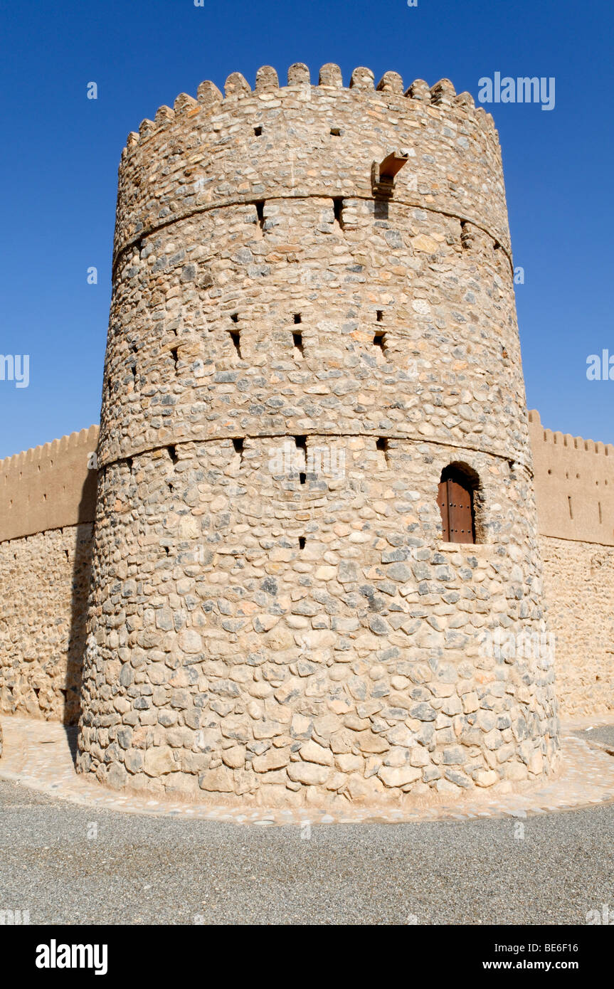 Historic adobe fortification Al Awabi Fort or Castle, Hajar al Gharbi ...