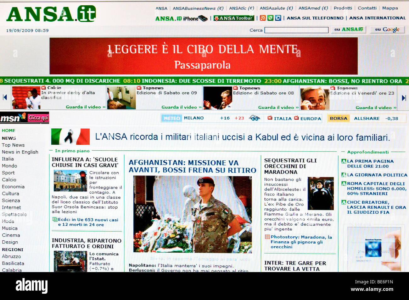Web page, ansa, Italy Stock Photo - Alamy