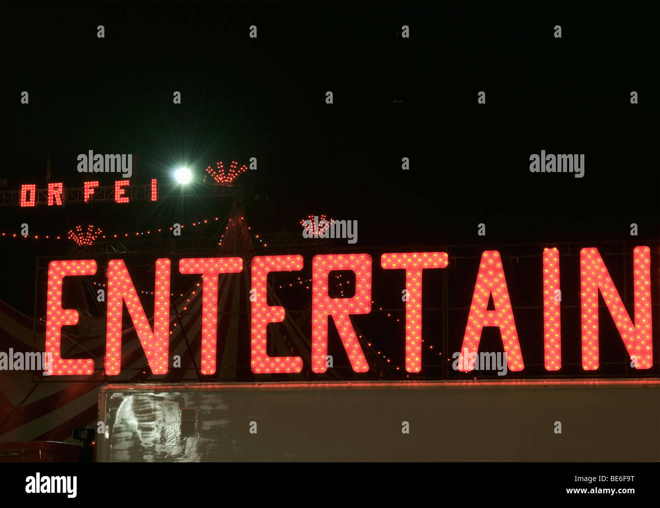 entertain luminous sign of a circus Stock Photo - Alamy