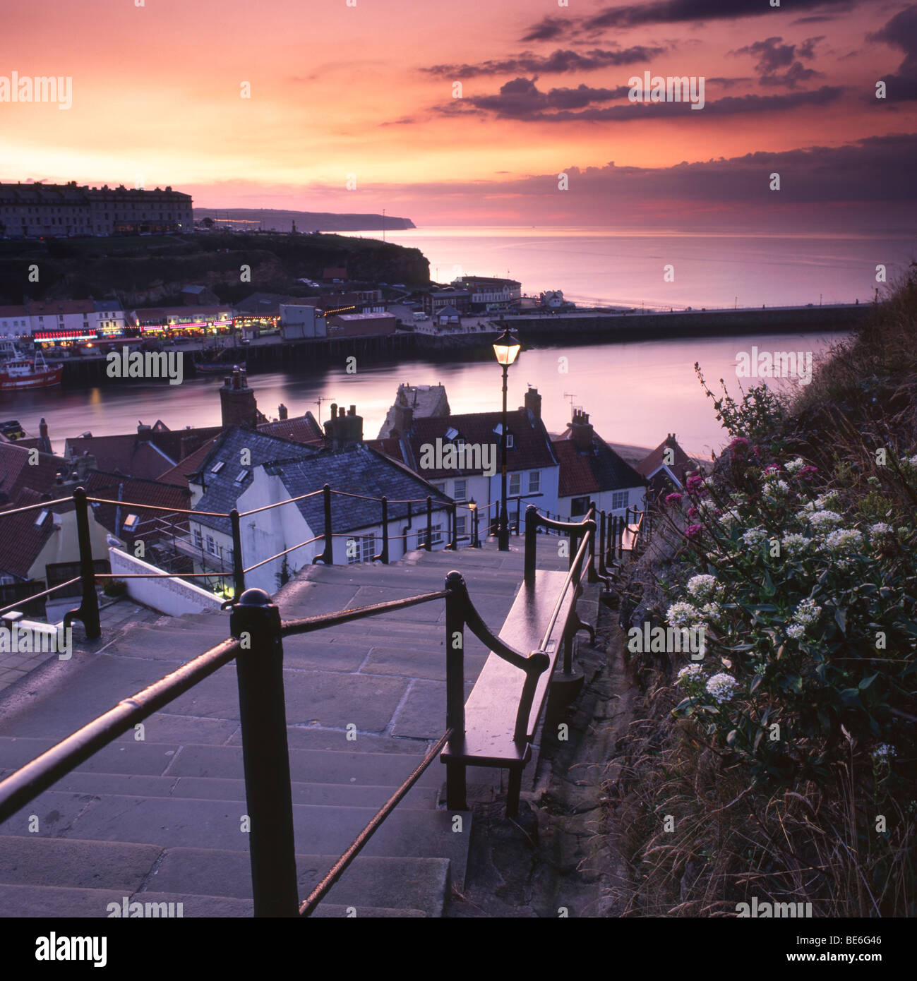 Whitby 199 steps sunset hi-res stock photography and images - Alamy