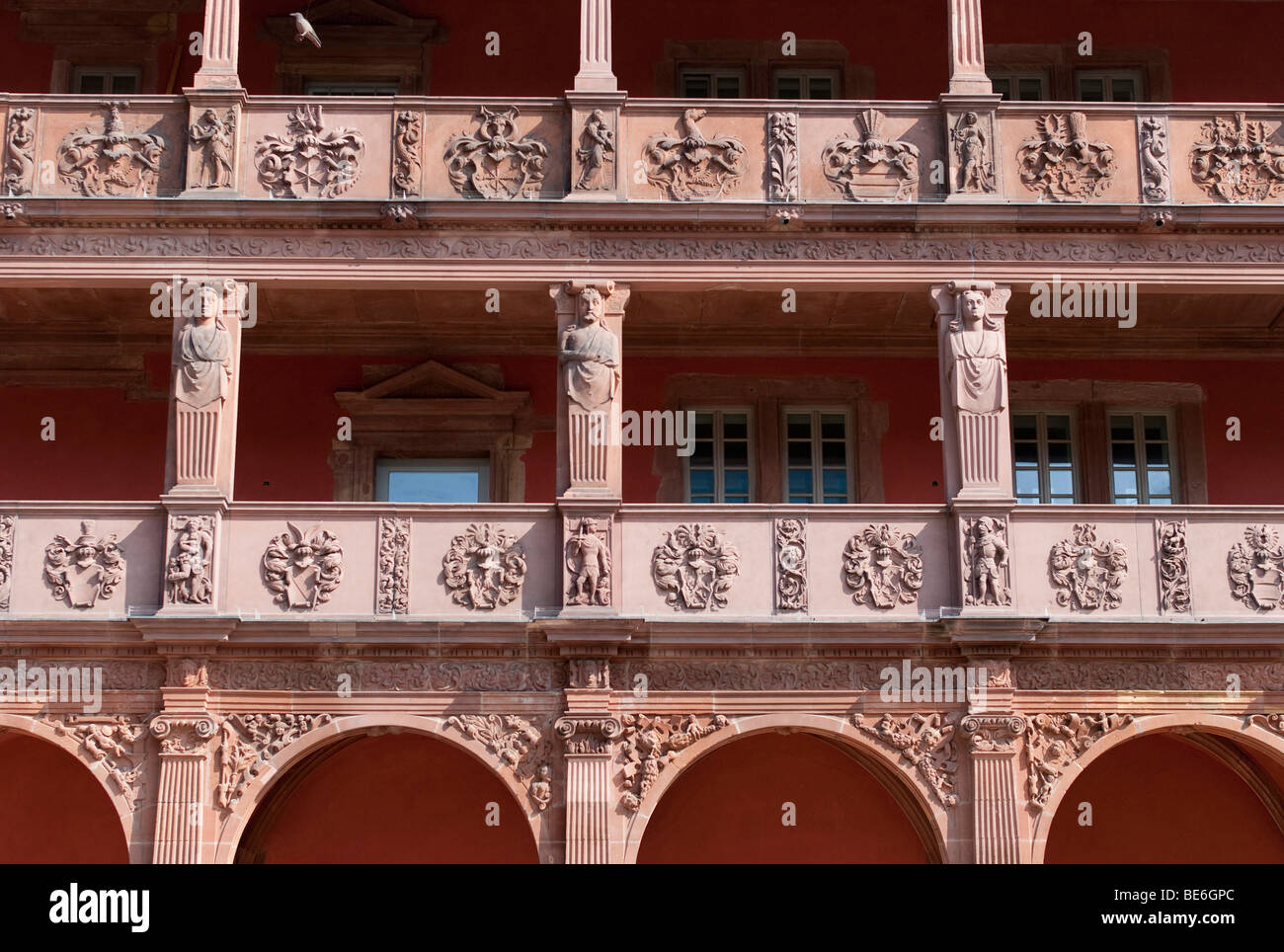 Isenburg Castle, renaissance facade with arcades, part of the campus of ...