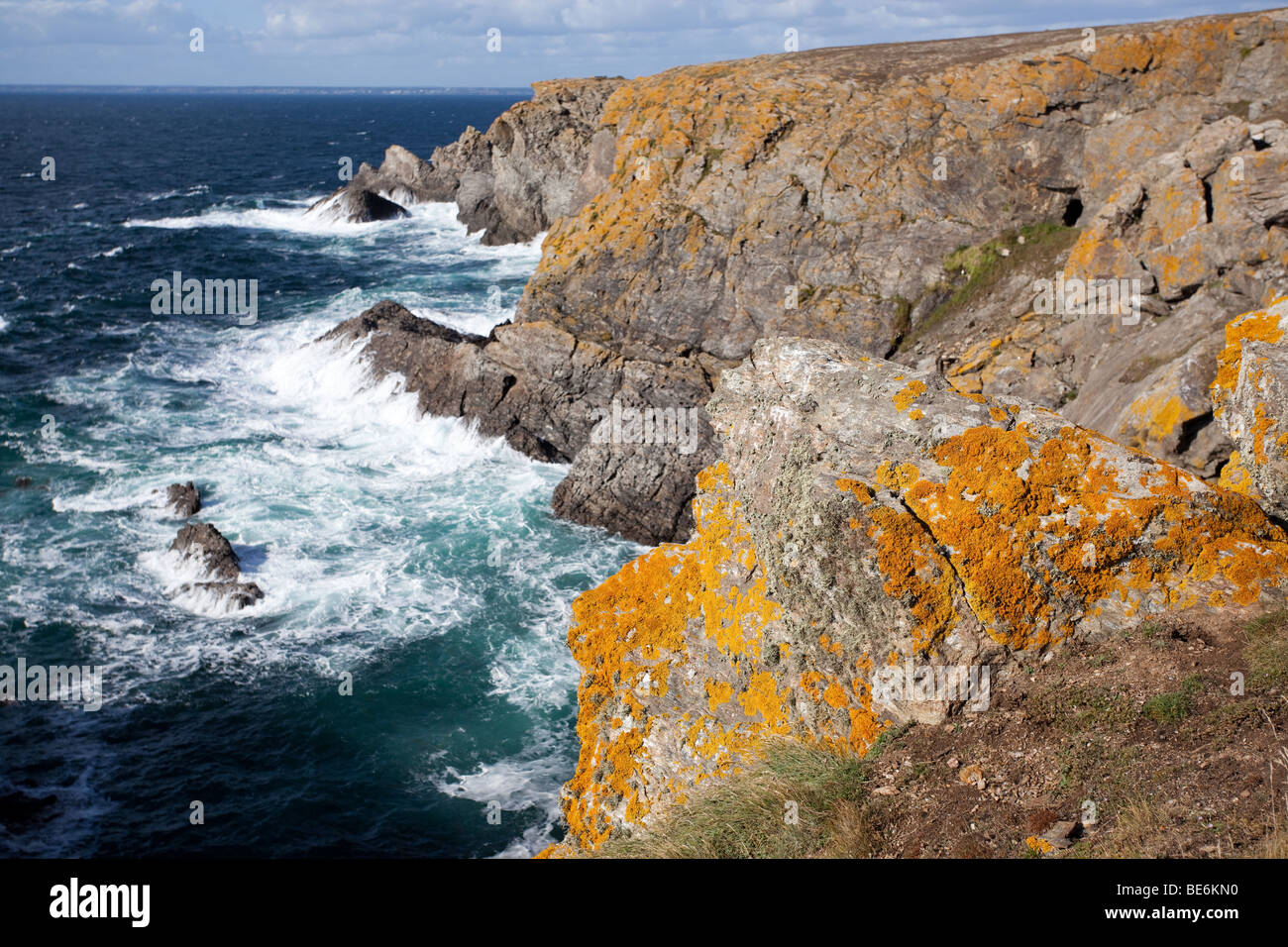 groix island coastline landscape, pen men point, brittany, france Stock ...