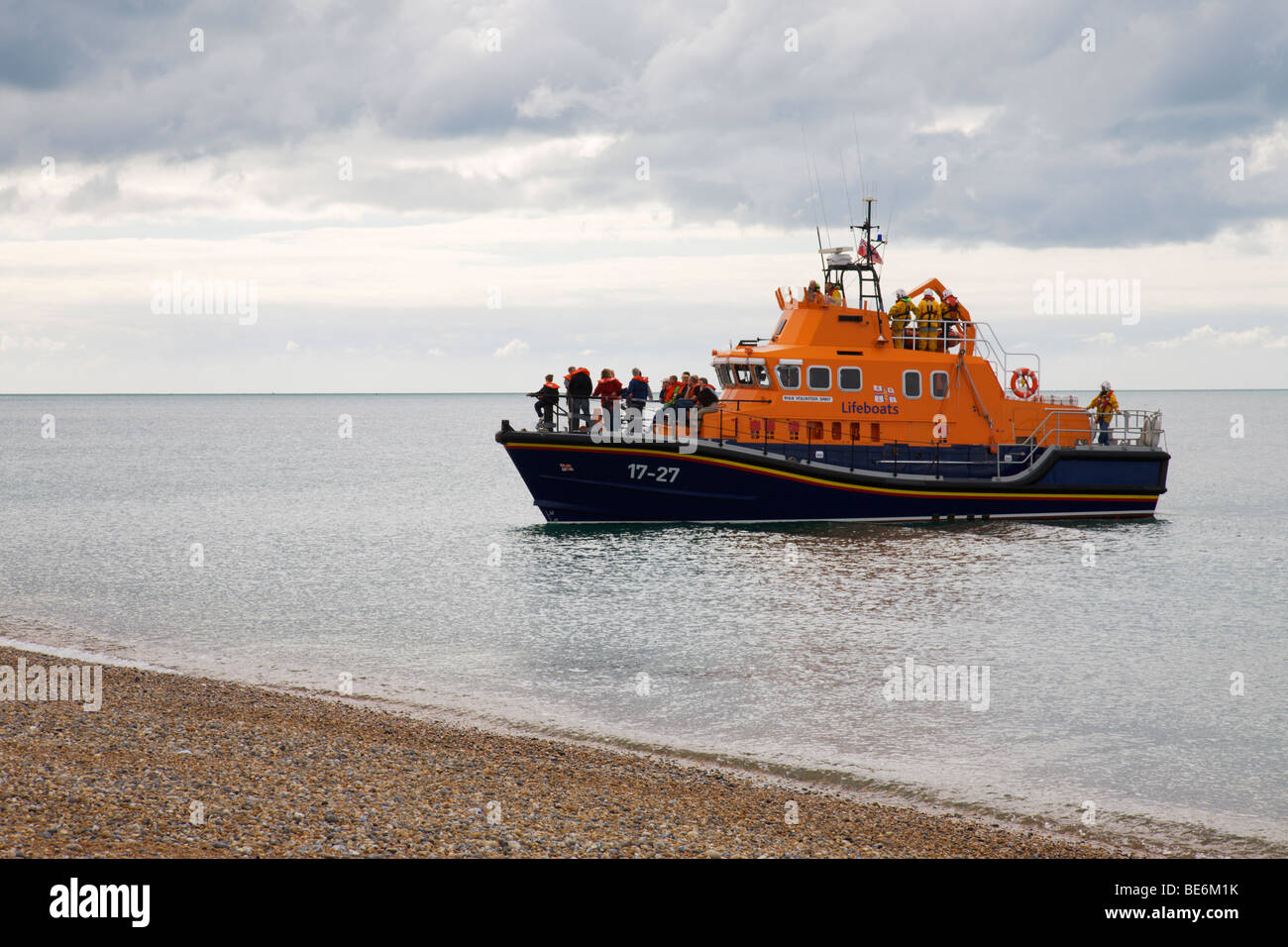 RNLB "Volunteer Spirit" lifeboat at Seaford beach, Sussex, England, UK ...