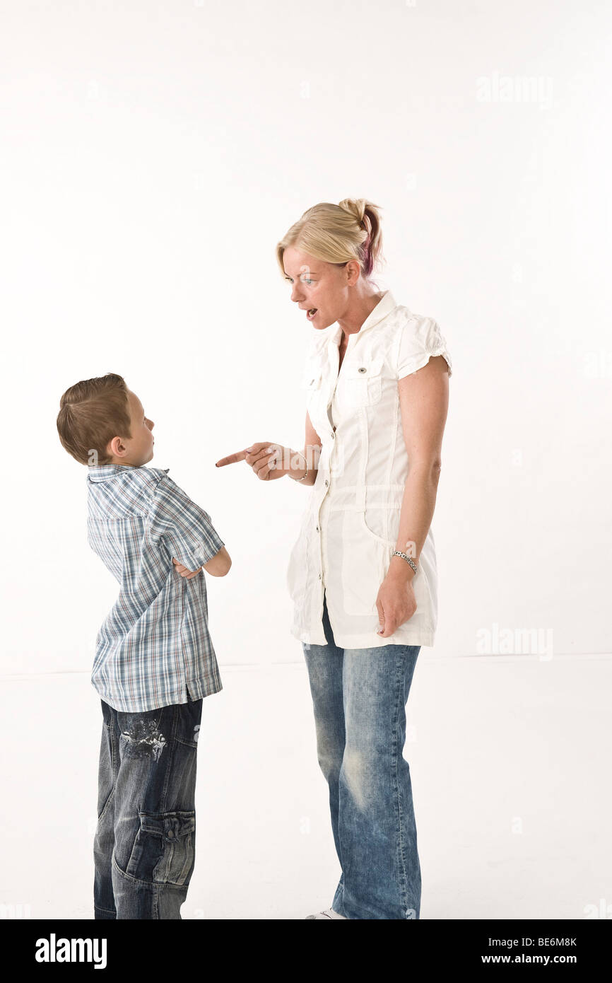 Mother scolding her son Stock Photo - Alamy
