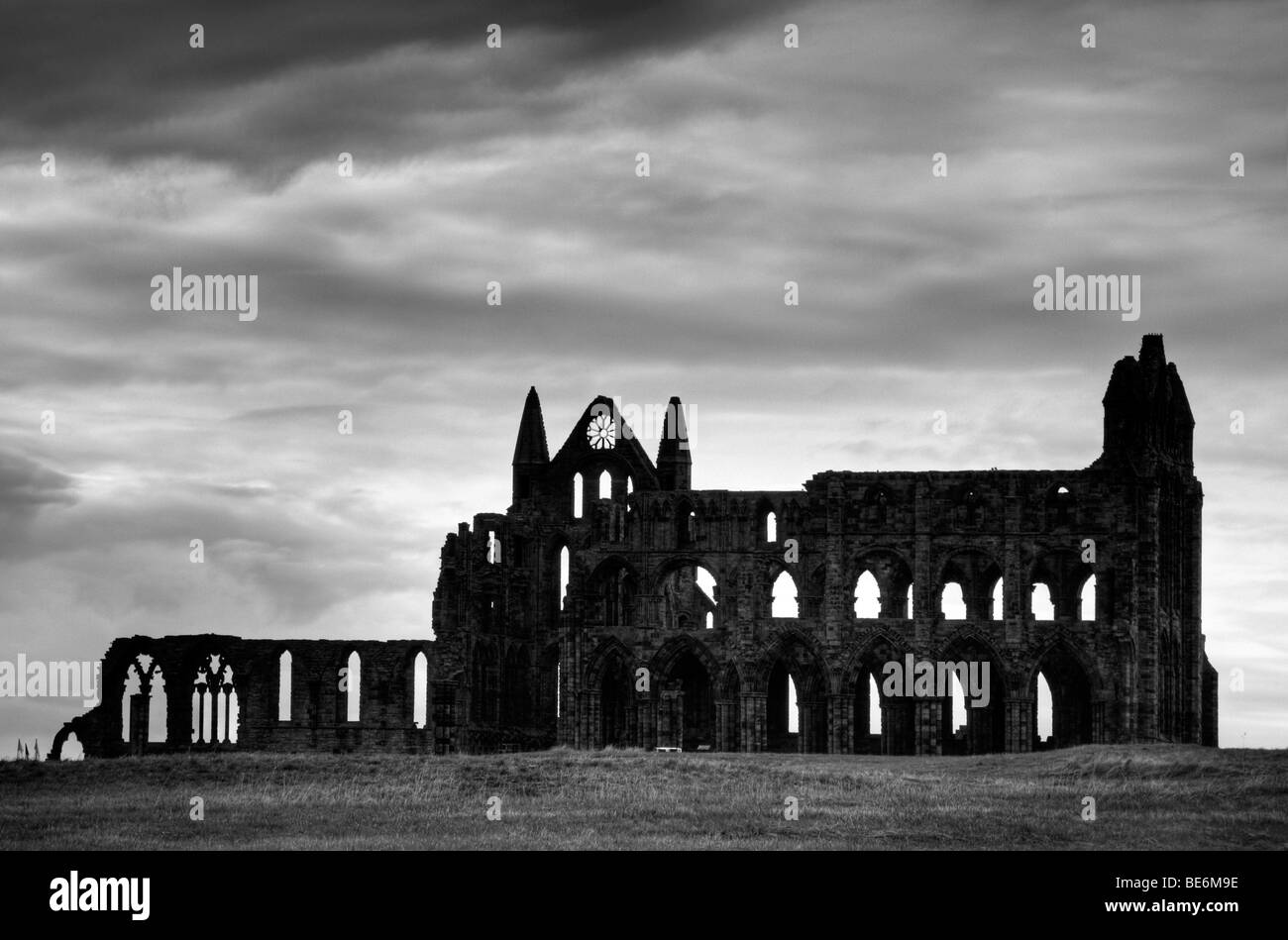 Whitby abbey silhouette Black and White Stock Photos & Images - Alamy